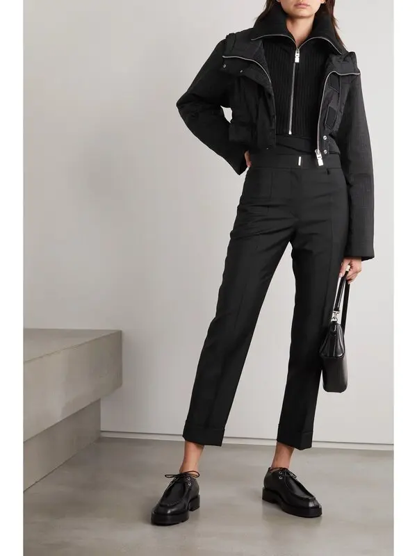 Givenchy Cropped Padded Wool Blend-trimmed Shell-jacquard Hooded Jacket