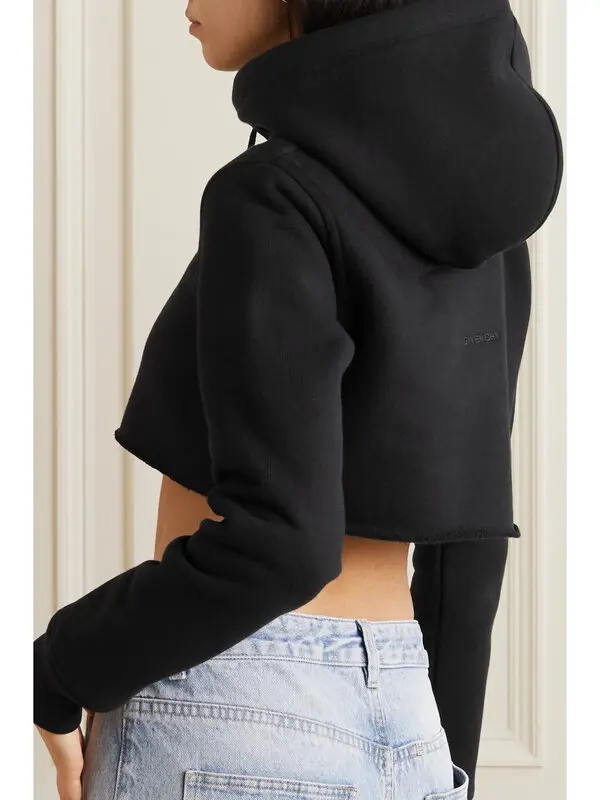 Givenchy Cropped Embroidered Cotton-jersey Hoodie
