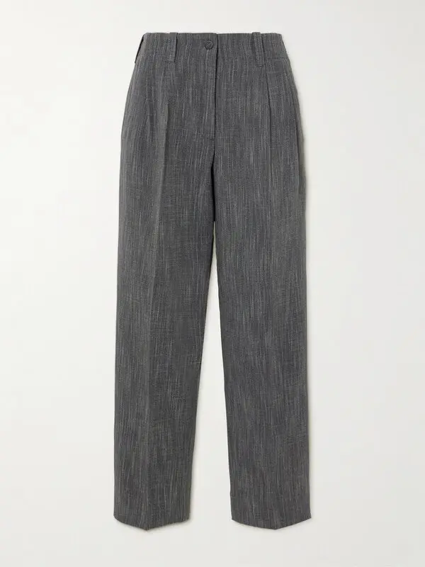 GOLDEN GOOSE Pleated Wool-blend Straight-leg Pants - Brown