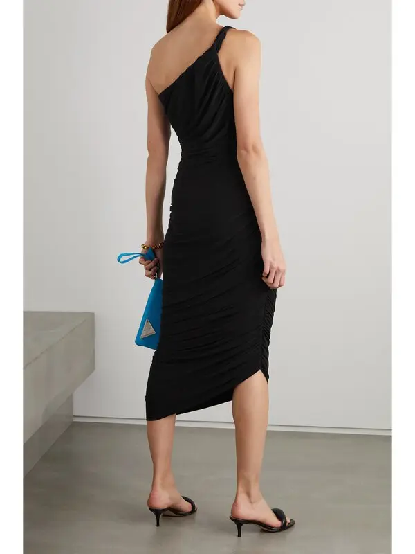 Norma Kamali Diana One-shoulder Ruched Gown - Black