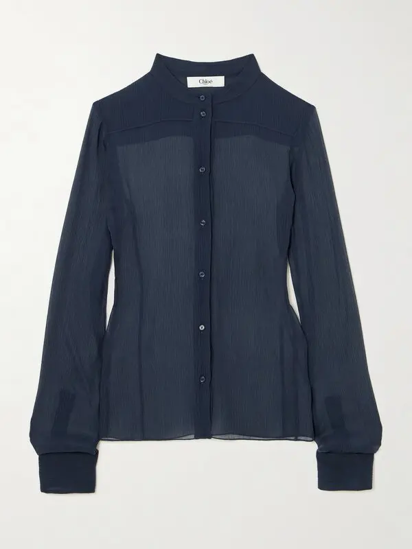 Chloé Silk-crepon Shirt - Blue