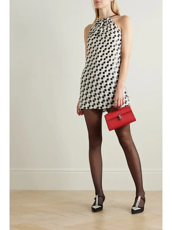 LIBEROWE Checked Metallic Devoré-voile Mini Dress