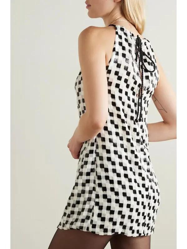 LIBEROWE Checked Metallic Devoré-voile Mini Dress