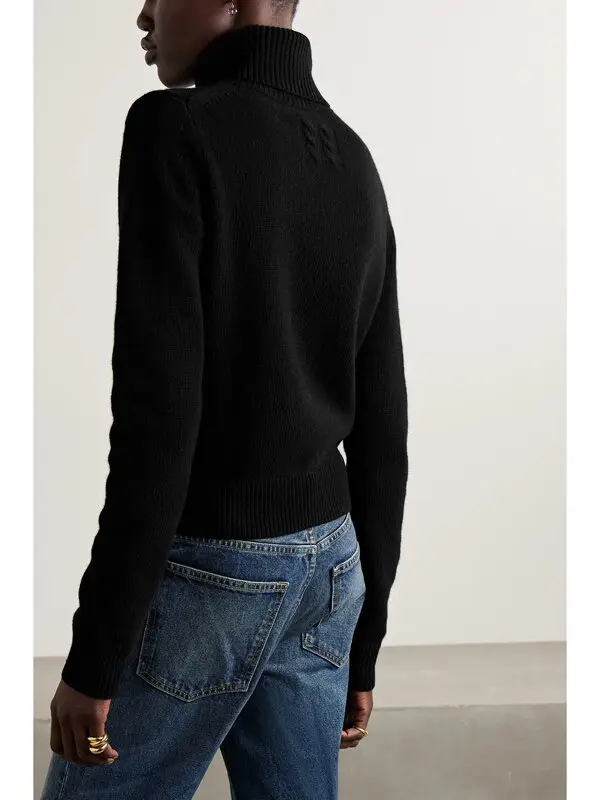 NILI LOTAN Cropped Wool Turtleneck Sweater