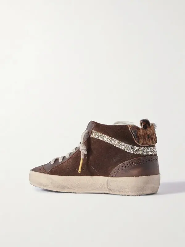 GOLDEN GOOSE Mid Star Distressed High-top Sneakers - Brown