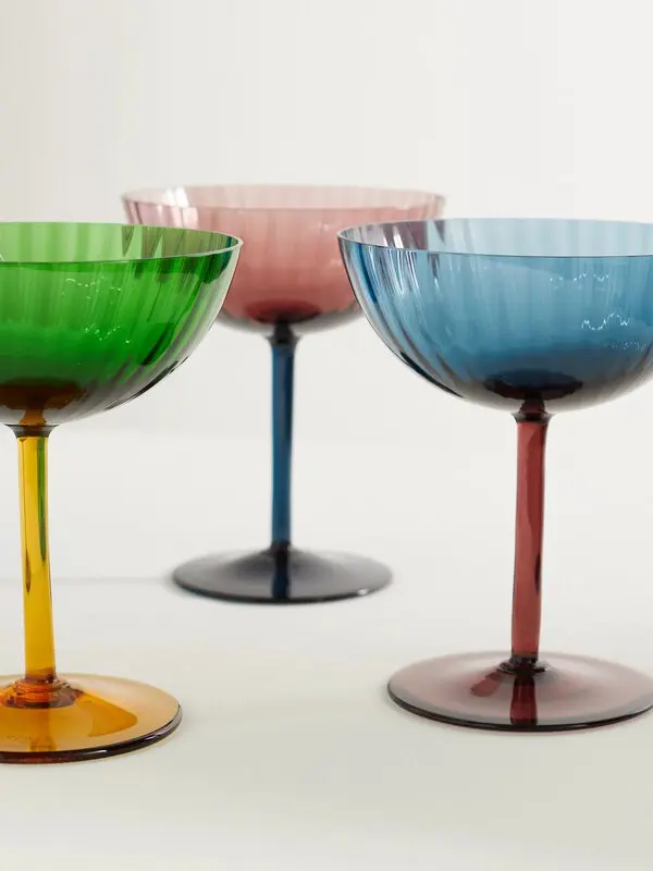 La DoubleJ Rainbow Set Of Four Murano Glass Champagne Coupes