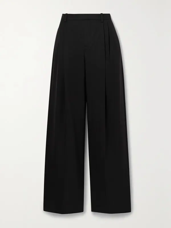 Vince Pleated Tencel Lyocell-blend Straight-leg Trousers - Black