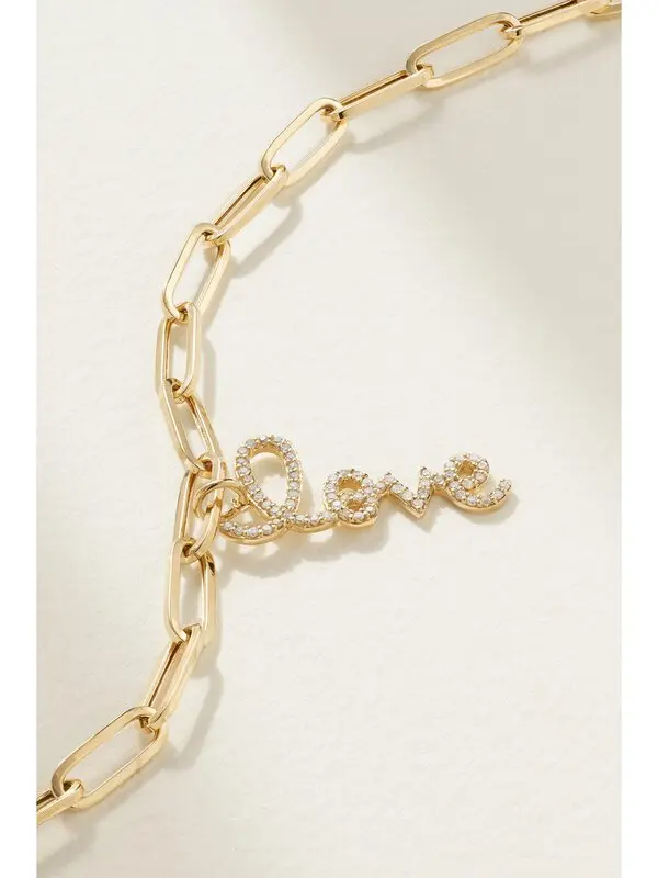 SYDNEY EVAN 14-karat Diamond 'love' Charm Bracelet