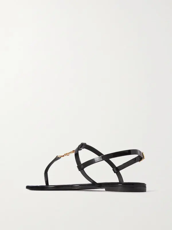 Saint Laurent Cassandra Embellished Patent-leather Slingback Sandals