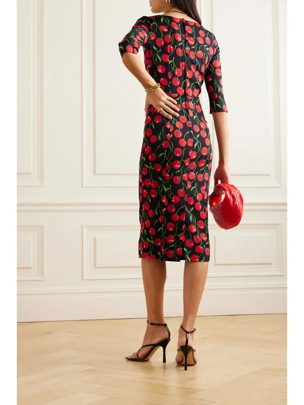 Dolce & Gabbana Printed Stretch-silk Charmeuse Midi Dress