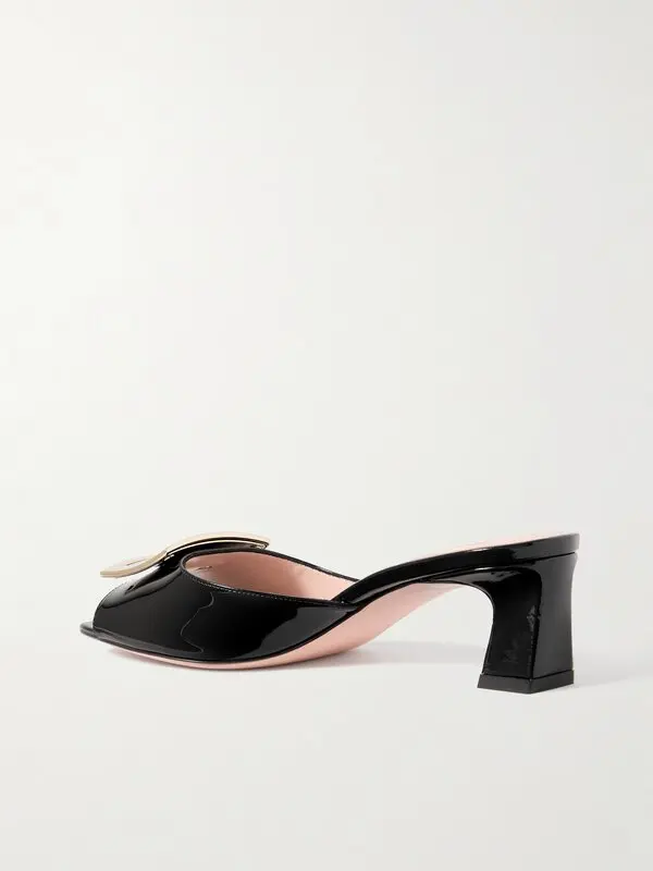 ROGER VIVIER Trompette 45 Embellished Patent-leather Mules