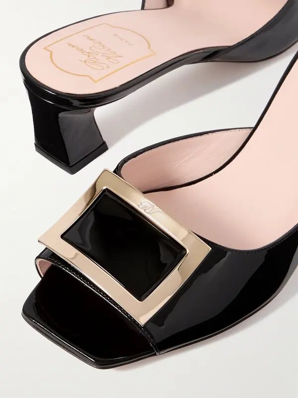 ROGER VIVIER Trompette 45 Embellished Patent-leather Mules
