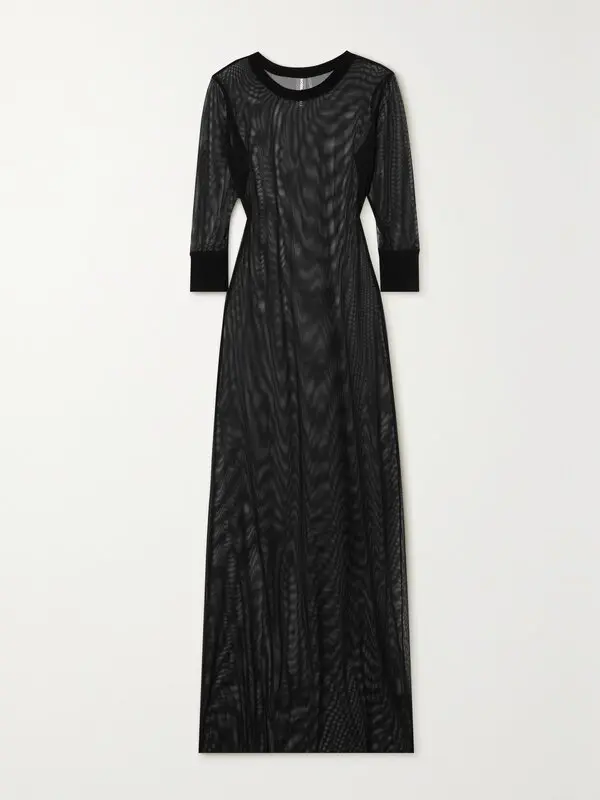 Norma Kamali Stretch-mesh Maxi Dress - Black