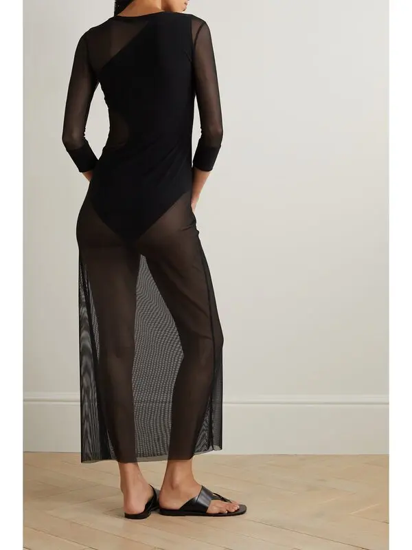 Norma Kamali Stretch-mesh Maxi Dress