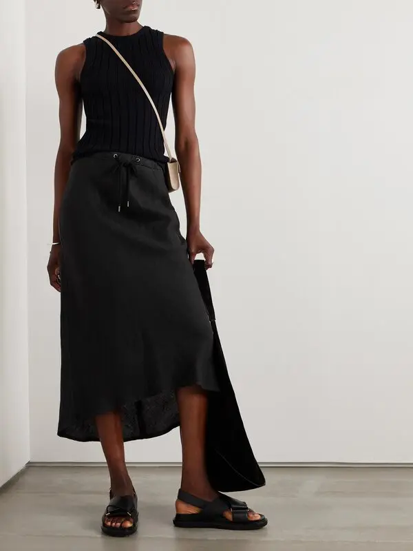 JAMES PERSE Asymmetric Linen Skirt - Black