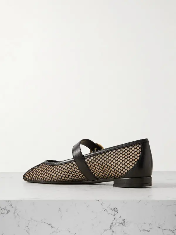 STUART WEITZMAN Arabella Buckled Mesh Mary Jane Flats