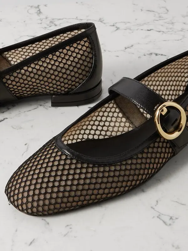 STUART WEITZMAN Arabella Buckled Mesh Mary Jane Flats