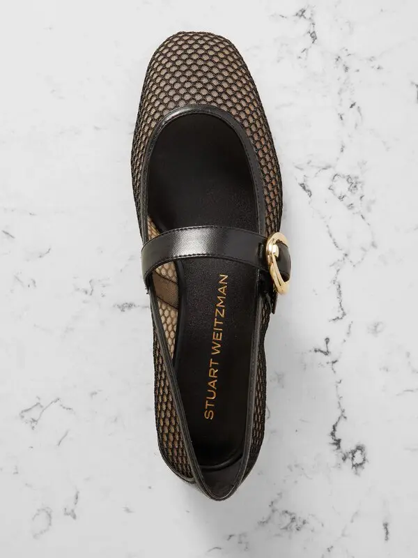 STUART WEITZMAN Arabella Buckled Mesh Mary Jane Flats