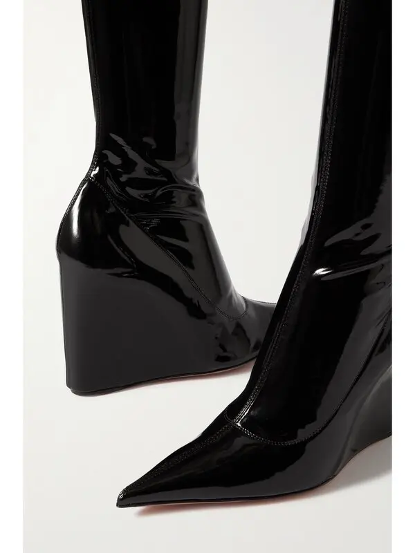 Amina Muaddi Stretch-latex Wedge Thigh-high Boots