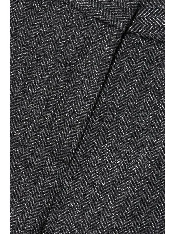 L'Agence Pilar Metallic Herringbone Wide-leg Wool-blend Trousers