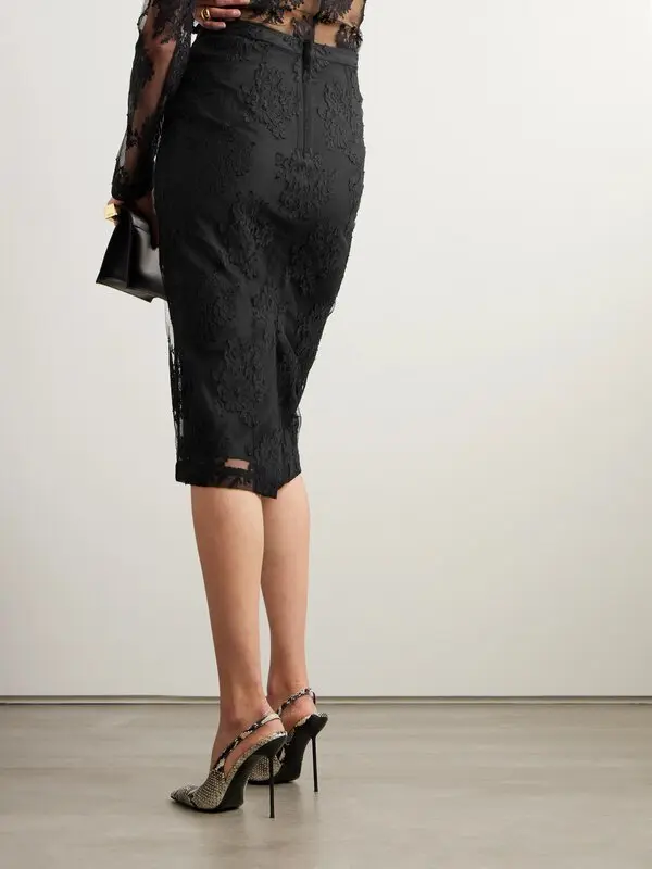 Dolce & Gabbana Cotton-blend Chantilly Lace Midi Skirt