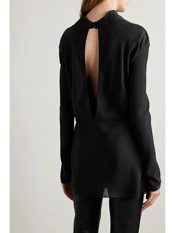 Khaite Vray Cutout Silk-georgette Top