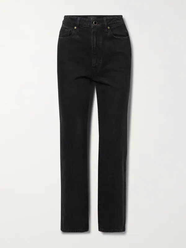 Khaite Abigail Cropped High-rise Straight-leg Jeans - Black