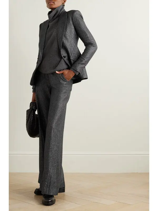 L'Agence Chamberlain Metallic Herringbone Wool-blend Blazer