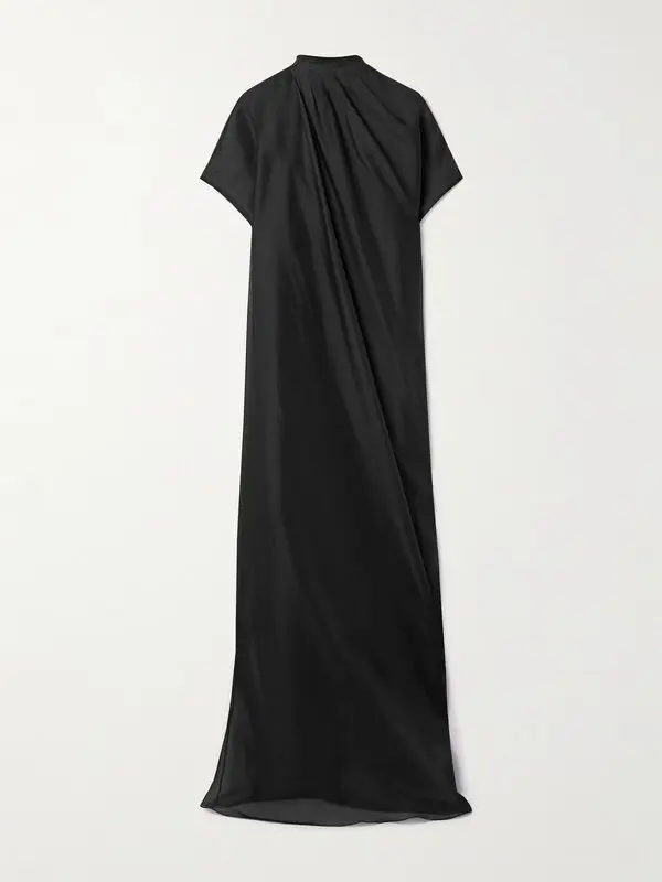 Khaite Essie Gathered Silk-organza Gown - Black