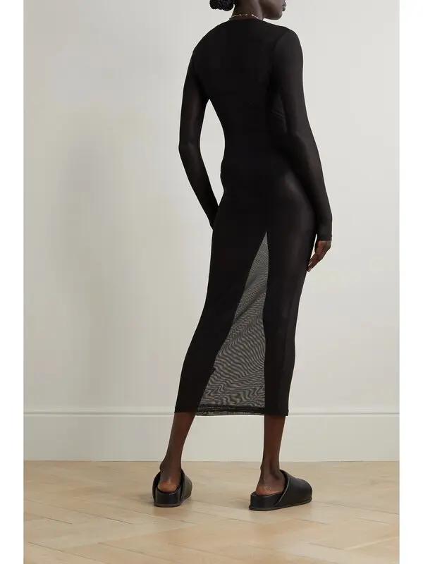 Good American Stretch Recycled Mesh Midi Dress