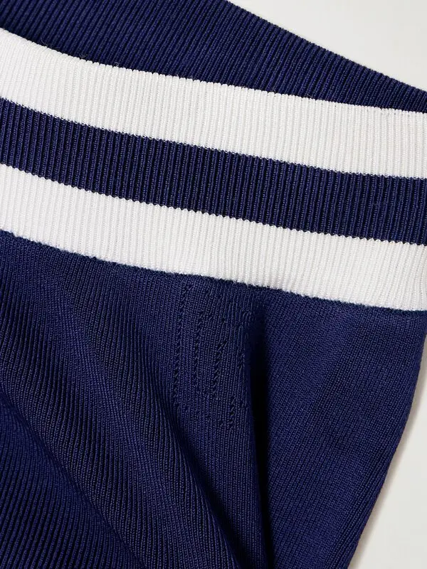 Rabanne Logo Intarsia Striped Ribbed-knit Shorts