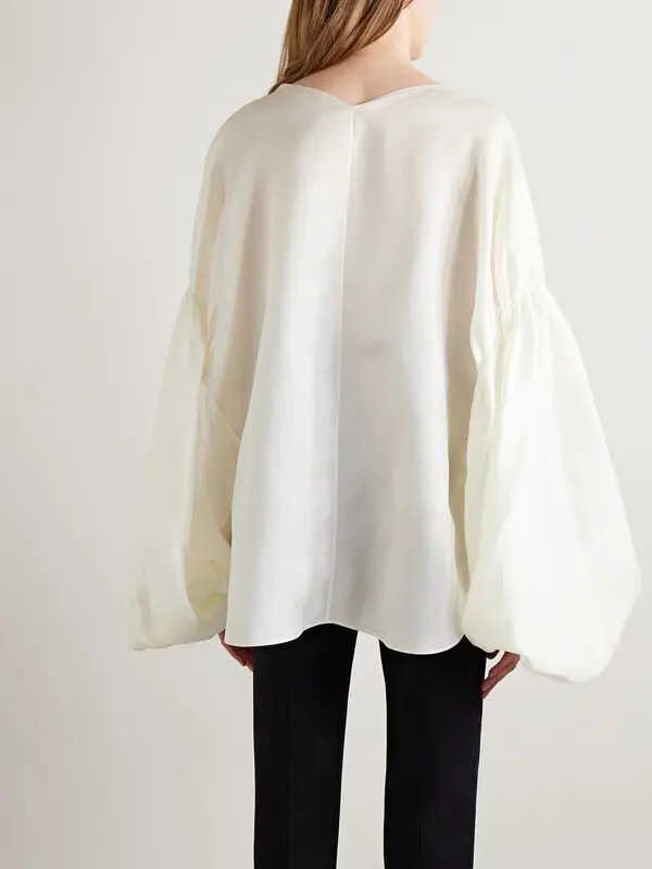 Khaite Quico Oversized Silk Blouse - White