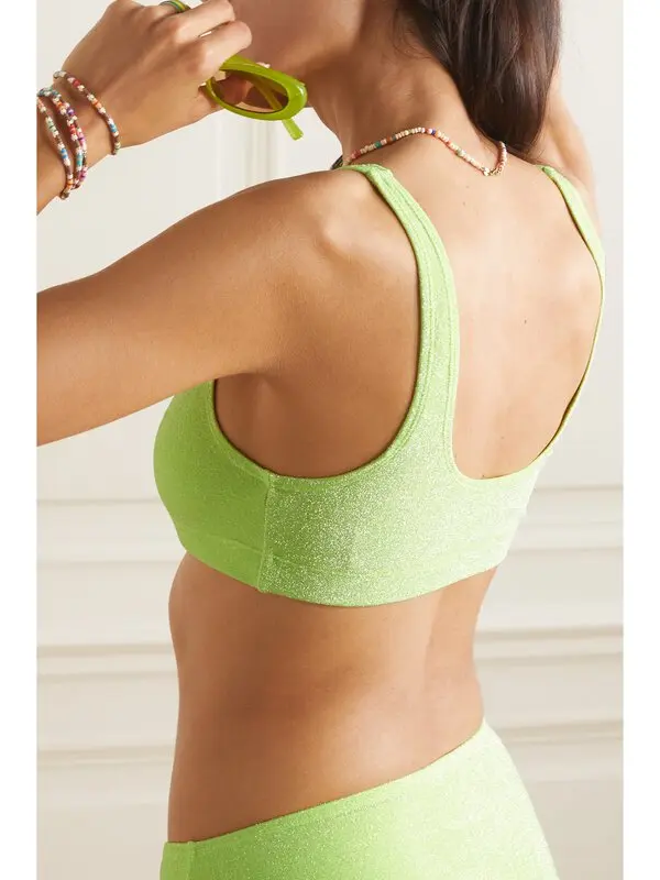 Good American Sparkle Metallic Bikini Top