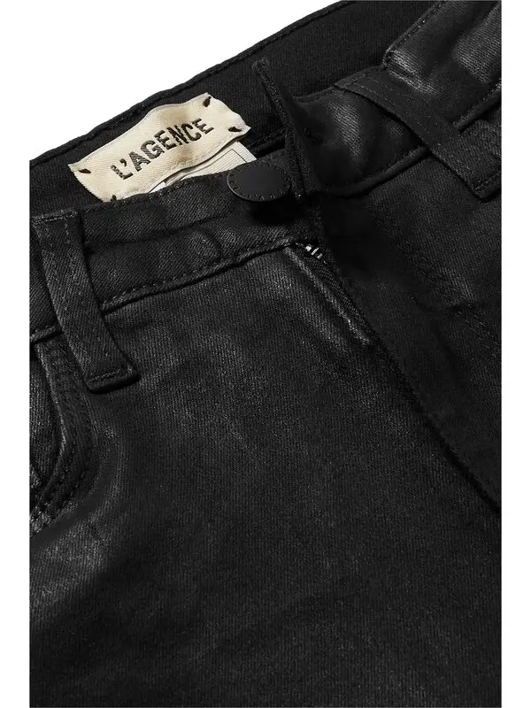 L'Agence Margot Cropped Coated High-rise Skinny Jeans