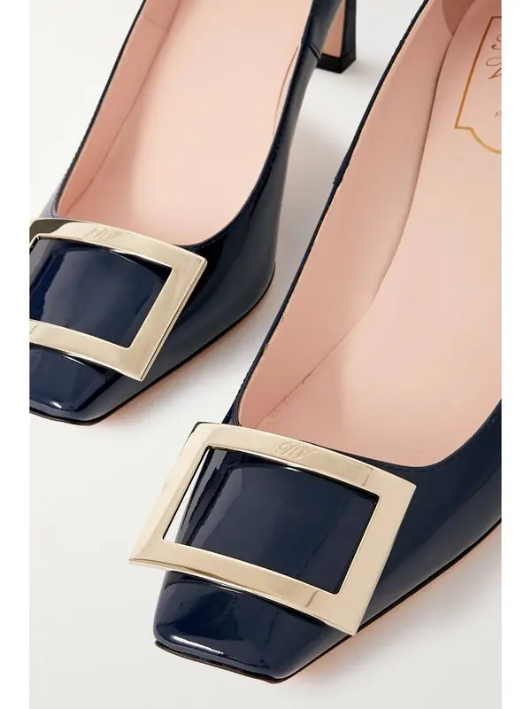 ROGER VIVIER Belle Vivier Trompette 70 Buckled Patent-leather Pumps - Blue