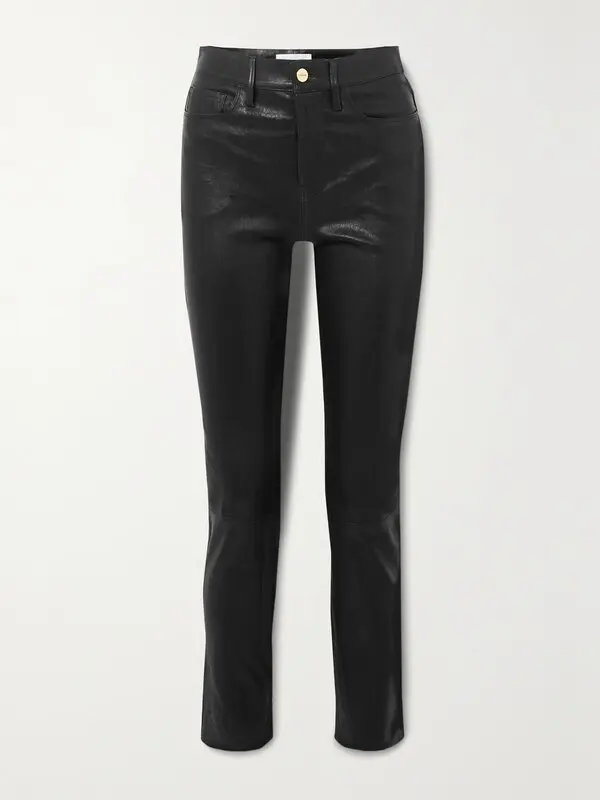 FRAME Le Sylvie High-rise Slim-leg Leather Trousers