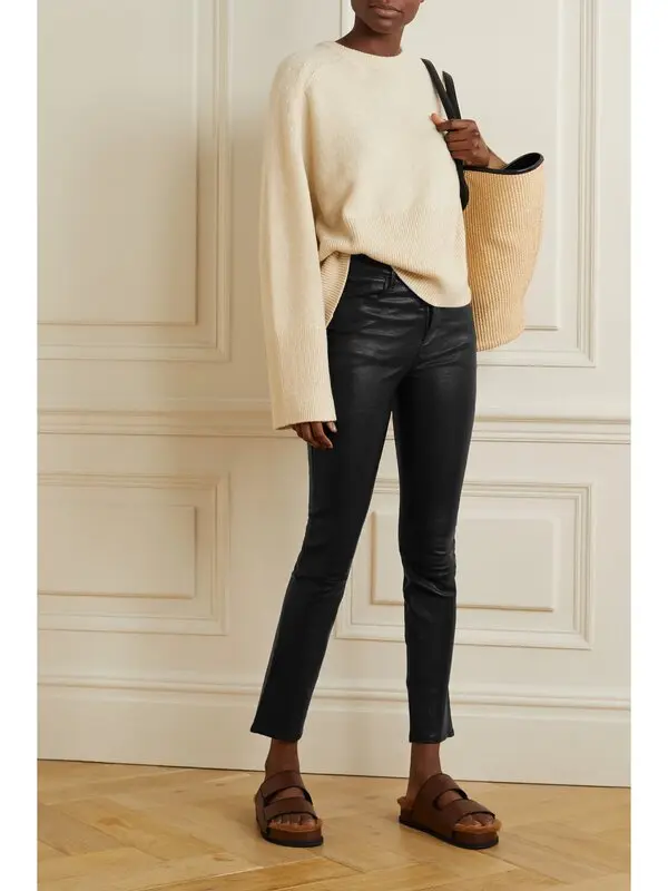 FRAME Le Sylvie High-rise Slim-leg Leather Trousers