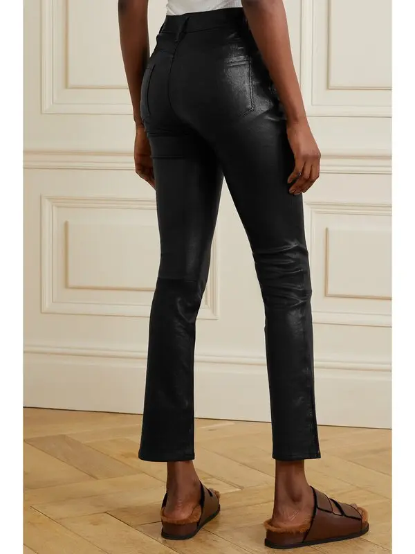 FRAME Le Sylvie High-rise Slim-leg Leather Trousers