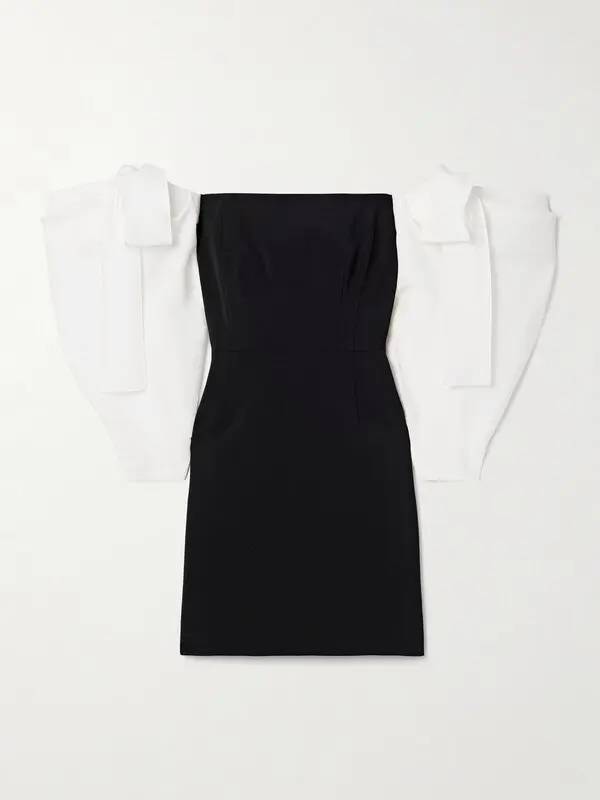 Carolina Herrera Off-the-shoulder Organza And Crepe Mini Dress - Black