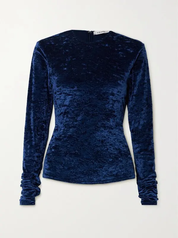 FRAME Crushed Velvet Long-sleeve Top