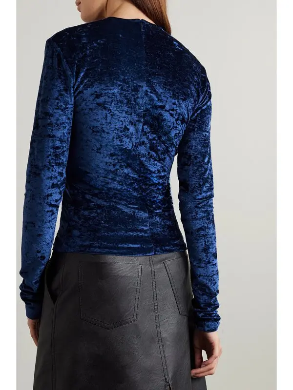 FRAME Crushed Velvet Long-sleeve Top