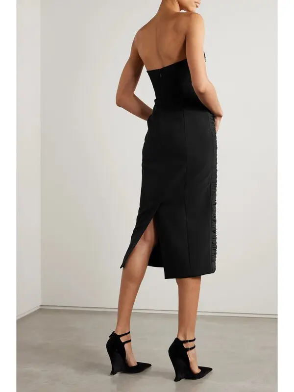 Carolina Herrera Strapless Ruched Silk-crepe Midi Dress