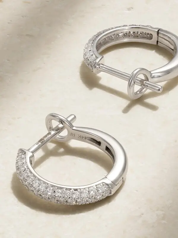 ROXANNE FIRST 14-karat White Diamond Hoop Earrings