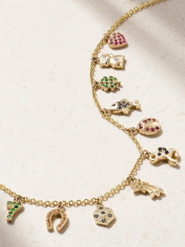 ROXANNE FIRST All The Luck Charm 14kt Gold Sapphire Necklace - Multi