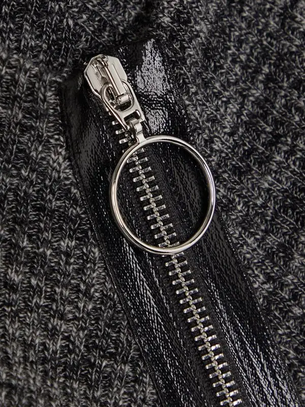 CHRISTOPHER KANE Cold Shoulder Zip Detail Wool Sweater
