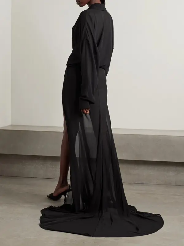 MONOT Cami Wrap-effect Chiffon Maxi Dress