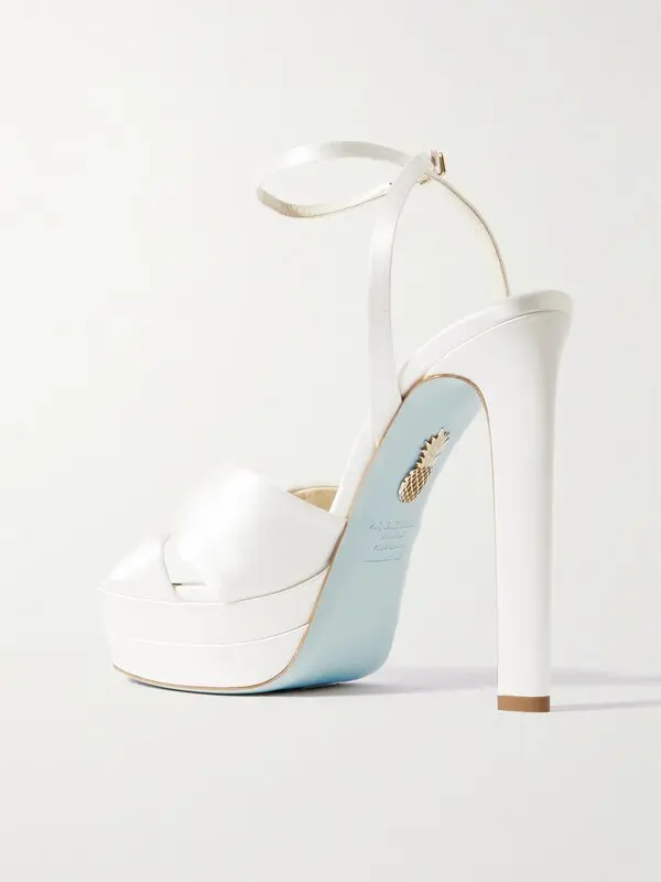 AQUAZZURA Cupid Plateau 130 Knotted Satin Platform Sandals - White