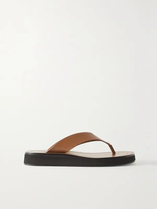 THE ROW Ginza Leather Platform Flip Flops