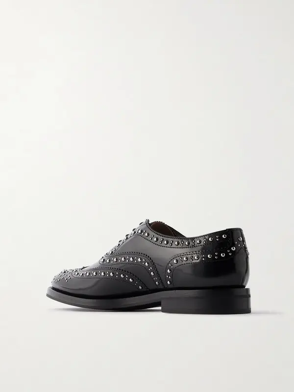 Church's Burwood Met Studded Glossed-leather Brogues