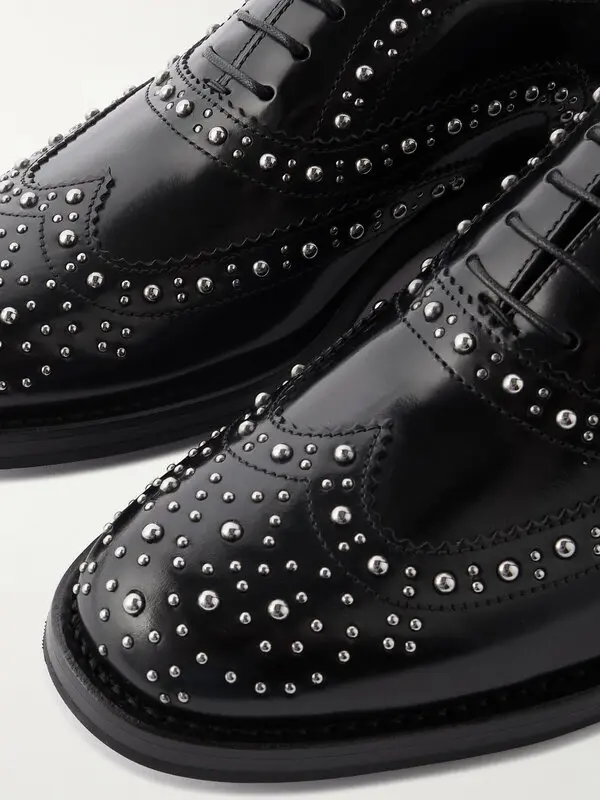 Church's Burwood Met Studded Glossed-leather Brogues